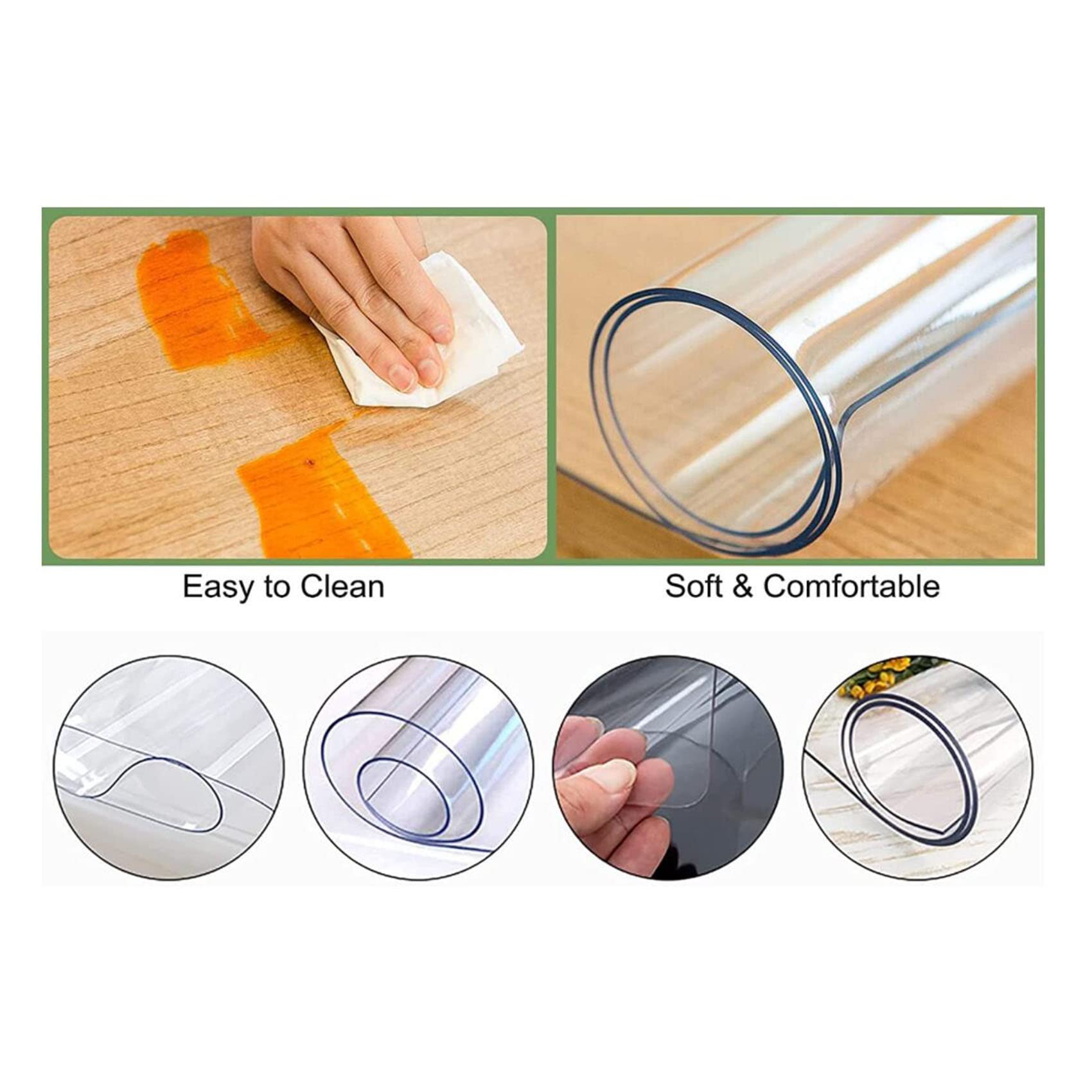 Clear PVC Desk Chair Mat Clear Entrance Floor Runner Protector,Clear Plastic Vinyl Rug Protector Cover, Family & Pet Friendly Transparent Mat Protect Pad, Non-Skid, Waterproof, Low Pile Doormat Use-80