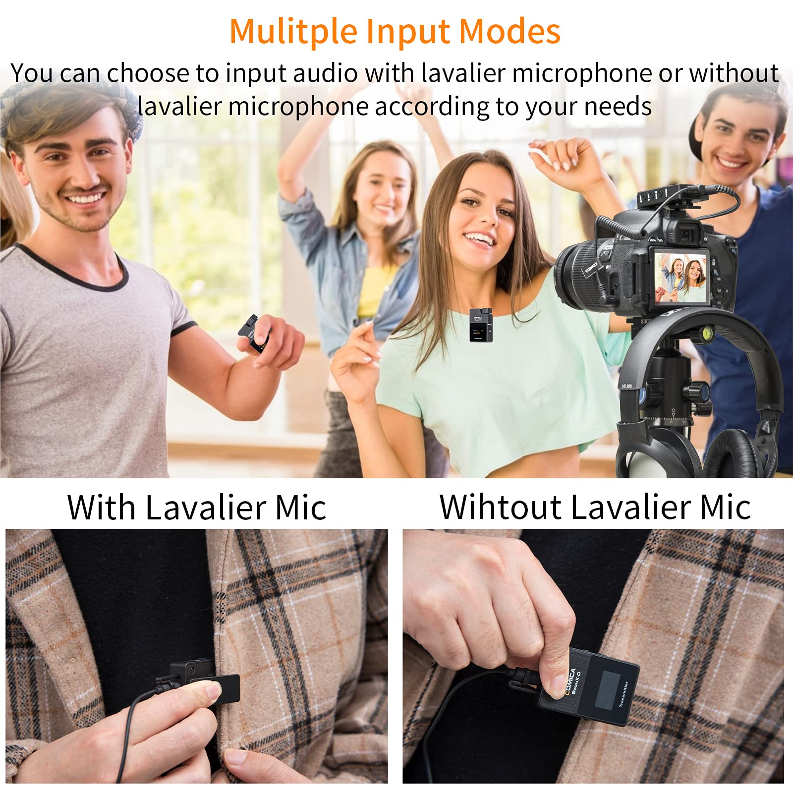 comica Vimo Q Four-Channel Mini Wireless Lavalier Microphone System with 4 Transmitters and 1 Receiver with Charging Case for Phone Video Recording Interview Youtubers Vloggers