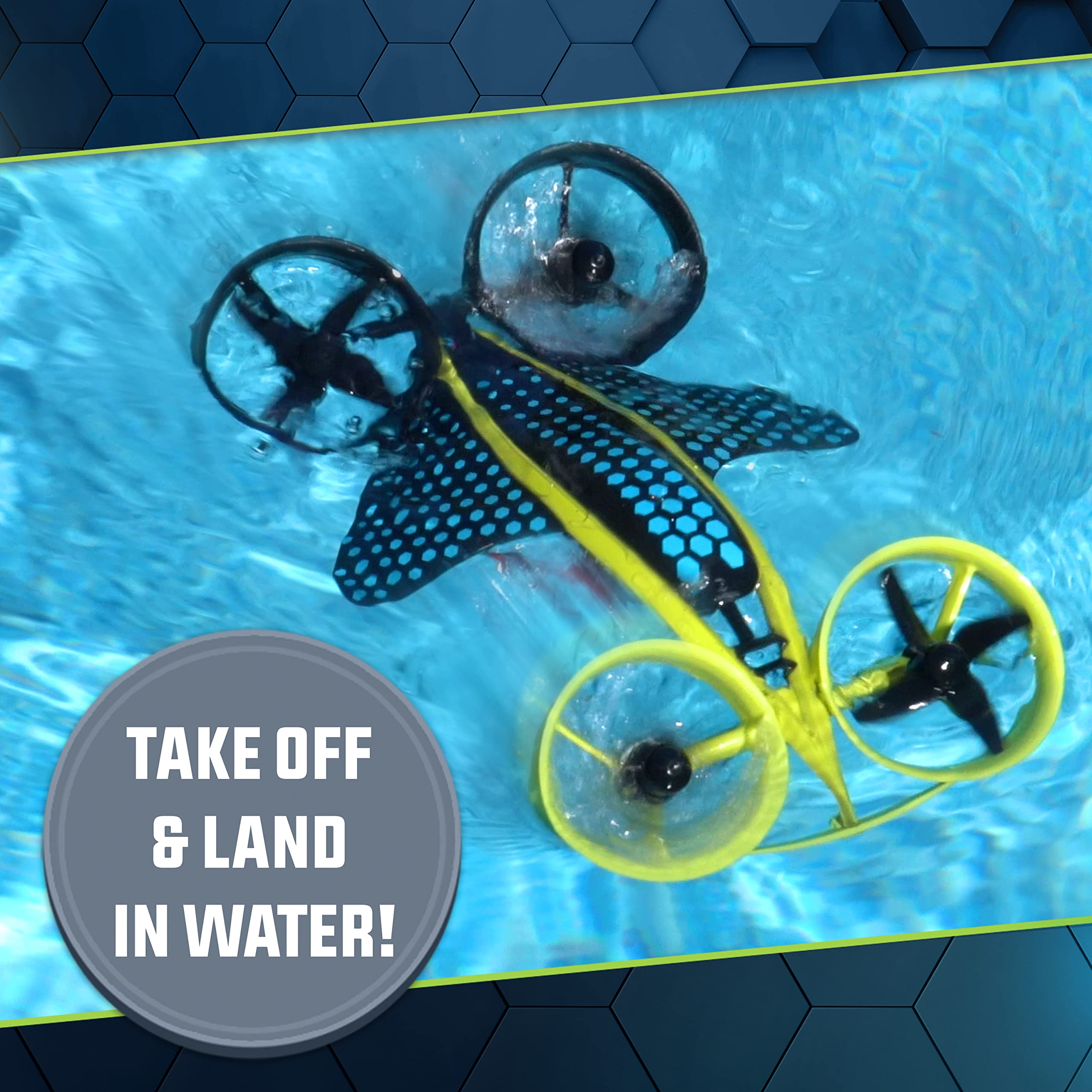 WowWee HydraQuad 3-in-1 Hybrid Air to Water Stunt Drone – Remote Control Toy for Kids