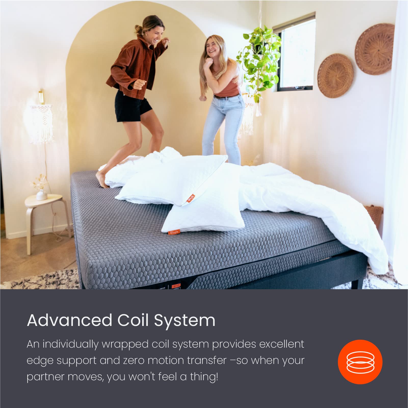 Layla 13” Hybrid Mattress, Flippable Between Firm & Medium Soft Comfort, Motion Minimizing (Cal King)