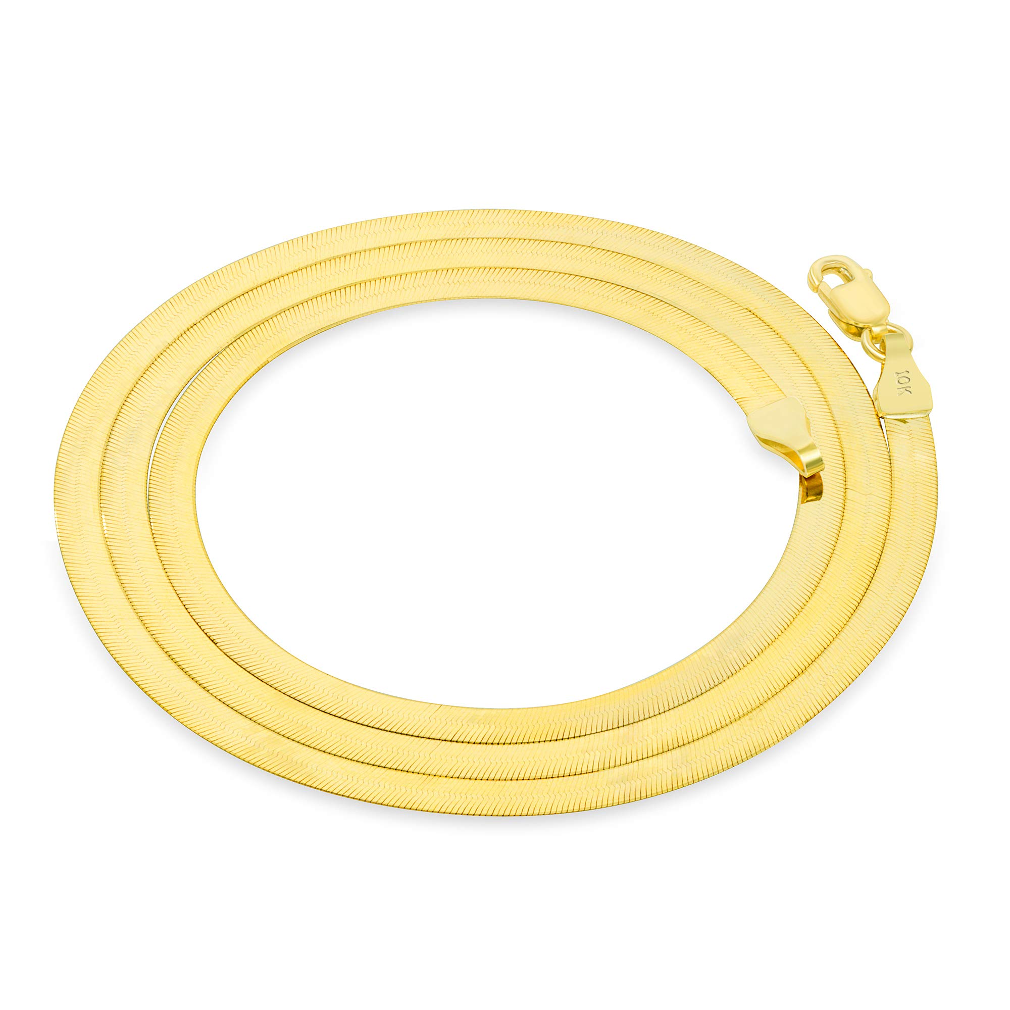 Nuragold 10k Yellow Gold 3mm Solid Herringbone Silky Flexible Chain Womens Necklace 16" 18" 20" 22" 24"