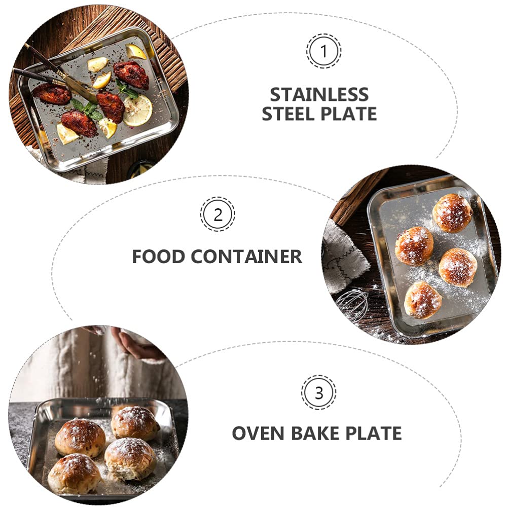 DOITOOL Stainless Steel Cookie Sheet Pan for Baking, Dishwasher Safe Baking Sheet Pan for Toaster Oven, Roasting or Grilling (23X17CM)