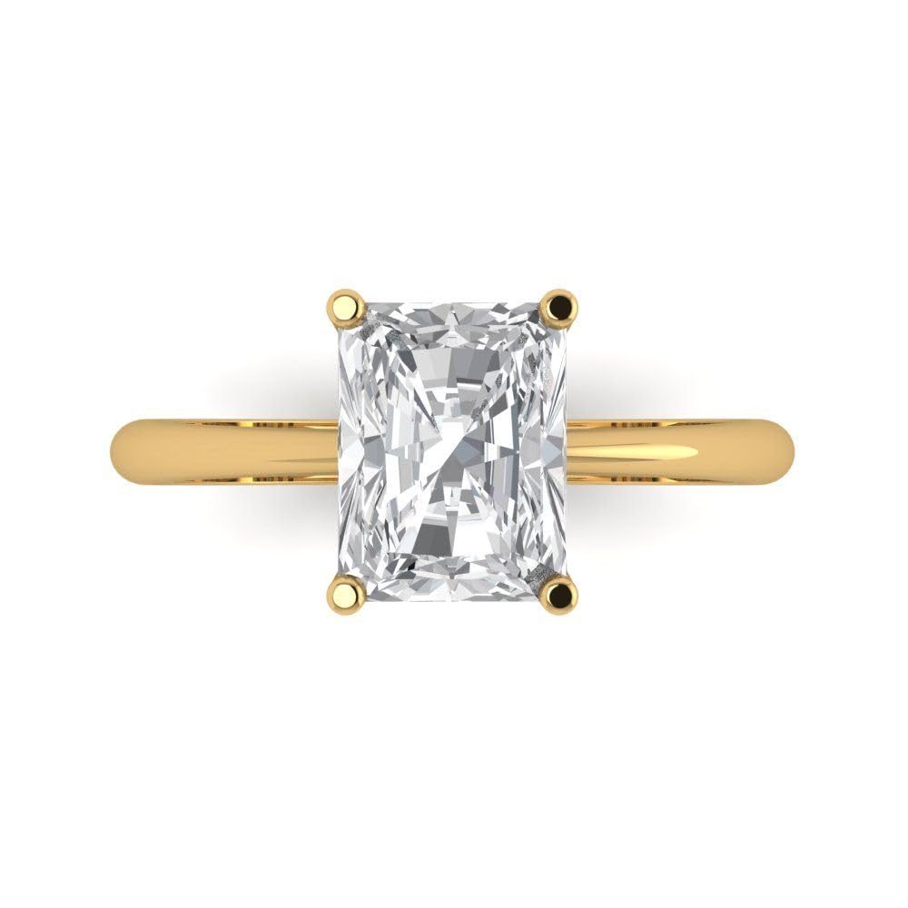 Clara Pucci Yellow 14k Solid Gold Solitaire anniversary Engagement Promise Bridal Ring - 2.5 Carat Radiant Cut Clear Simulated Diamond Size 9