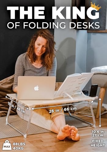 Cooper Mega Table Plus [Premium XXL Extra Large] Laptop Lap Desk & Book Stand | Multifunctional Foldable Lap Desk, Laptop Desk for Bed, Portable Desk, Laptop Pad, Lapdesk Laptop Lap Tray (White Oak)