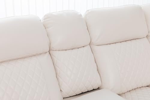 Kingway Inc Lionel Power Recliner Sectional Sofa, White