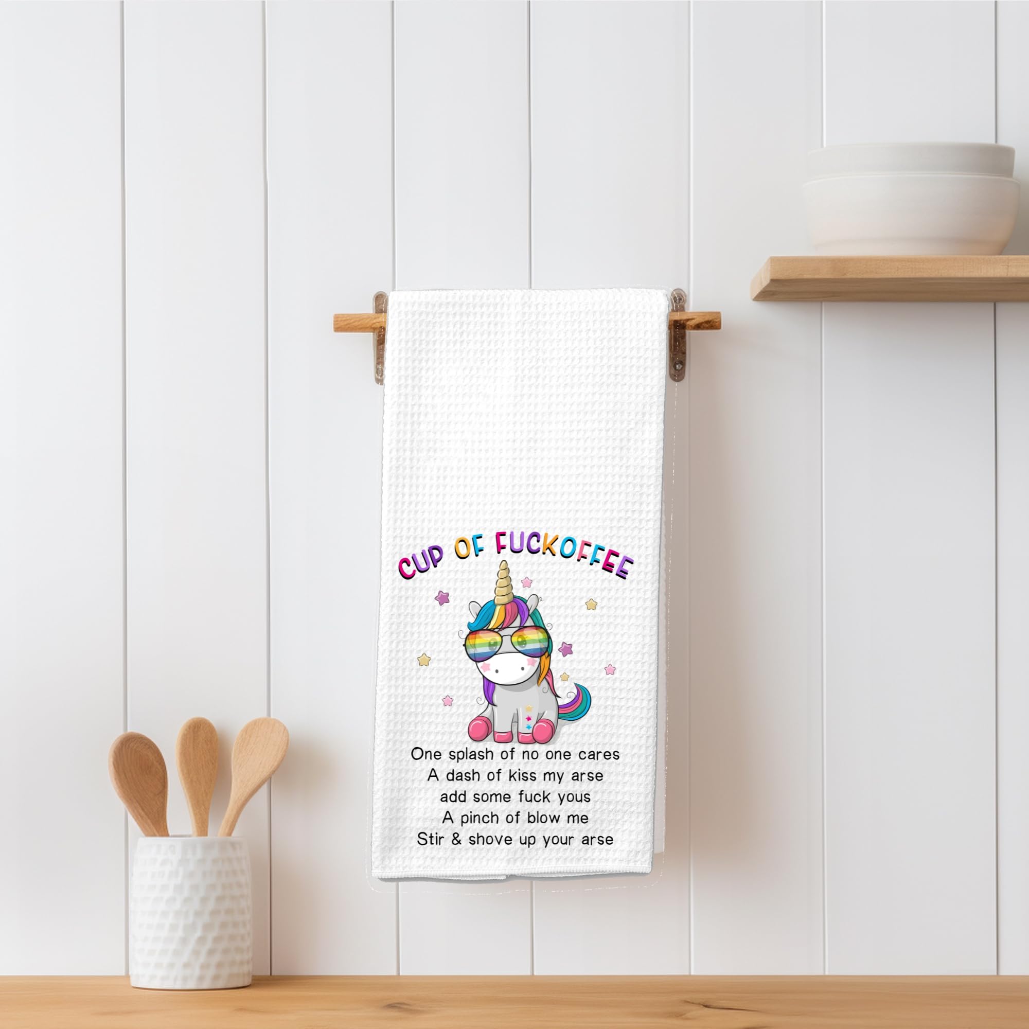 Cup of Fuckoffee Funny Unicorn Microfiber Kitchen Tea Bar Towel Gift for Women