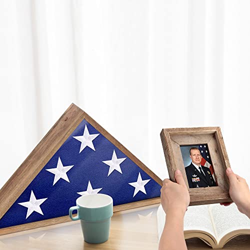 Robhomily Rustic Flag Display Case for Burial Flag, Reclaimed Wood Military Memorial Flag Display Case for 9.5 x 5 American Veteran Burial Flag , Burial Flag Box Display Case for Folded Flag and Medal