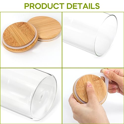 STARSIDE 20 oz Glass Food Storage Containers with Bamboo Lid,Set of 9 Glass Pantry Storage Containers,Kitchen Glass Jars with Airtight Bamboo Lids,Borosilicate Glass Canisters Sets