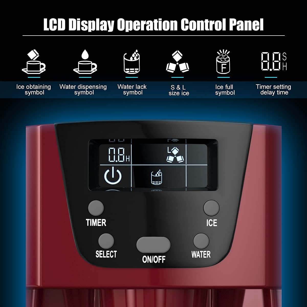 MAT Expert 2 in 1 Ice Maker with Water Dispenser, Countertop Ice Cube Maker with LED Display, 9 Cubes Ready in 6-12 Min, 36lbs/24H, 2L Water Tank Perfect for Home/Office/Bar/RV (Red)