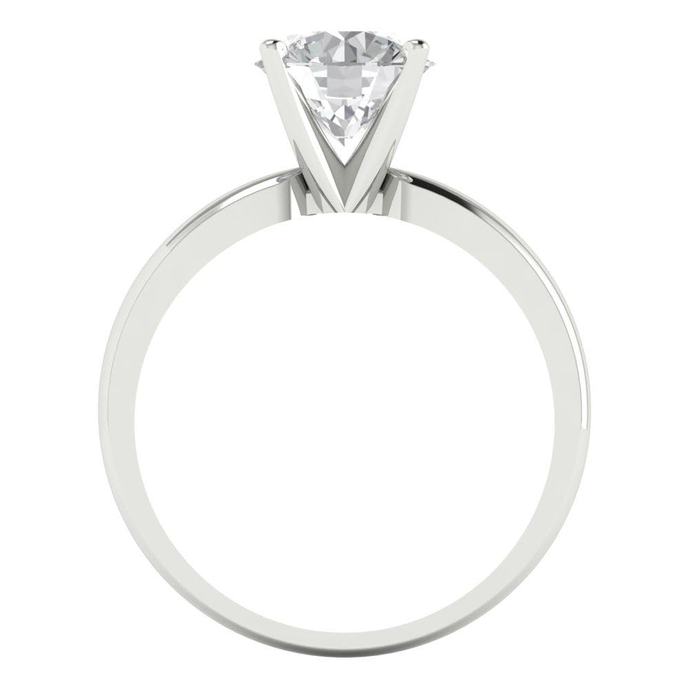 Clara Pucci 1.50 ct Round Cut Solitaire Genuine Moissanite Wedding Bridal Designer Anniversary Engagement Ring in 14k White Gold for Women