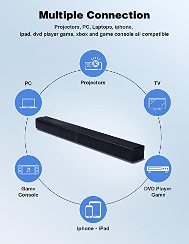 Puxinat 2 in 1 Separable Sound Bars for TV, 2.2 Channel 32Inch Bluetooth 5.0 TV Speaker for Surround Sound System, Built-in Dual Subwoofer, Bass Adjustable, Remote Control Included
