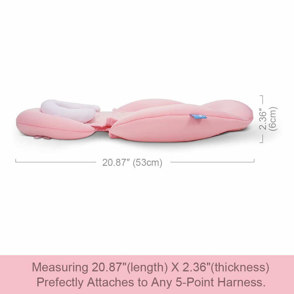 COOLBEBE New 2-in-1 Head & Body Supports for Baby Newborn Infants - Extra Soft Stroller Cushion Pads Car Seat Insert, Prefect for All Seasons, Pink