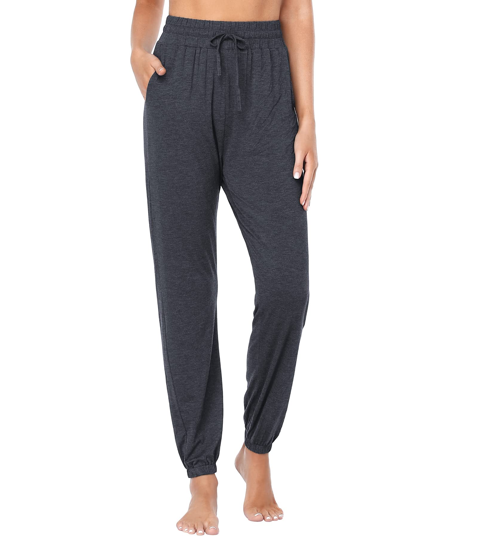 CULAYII Plus Size Womens Yoga Sweatpants Loose Stretch Drawstring Comfy Lounge Pants Workout Joggers Pants with Pockets Grey XXL