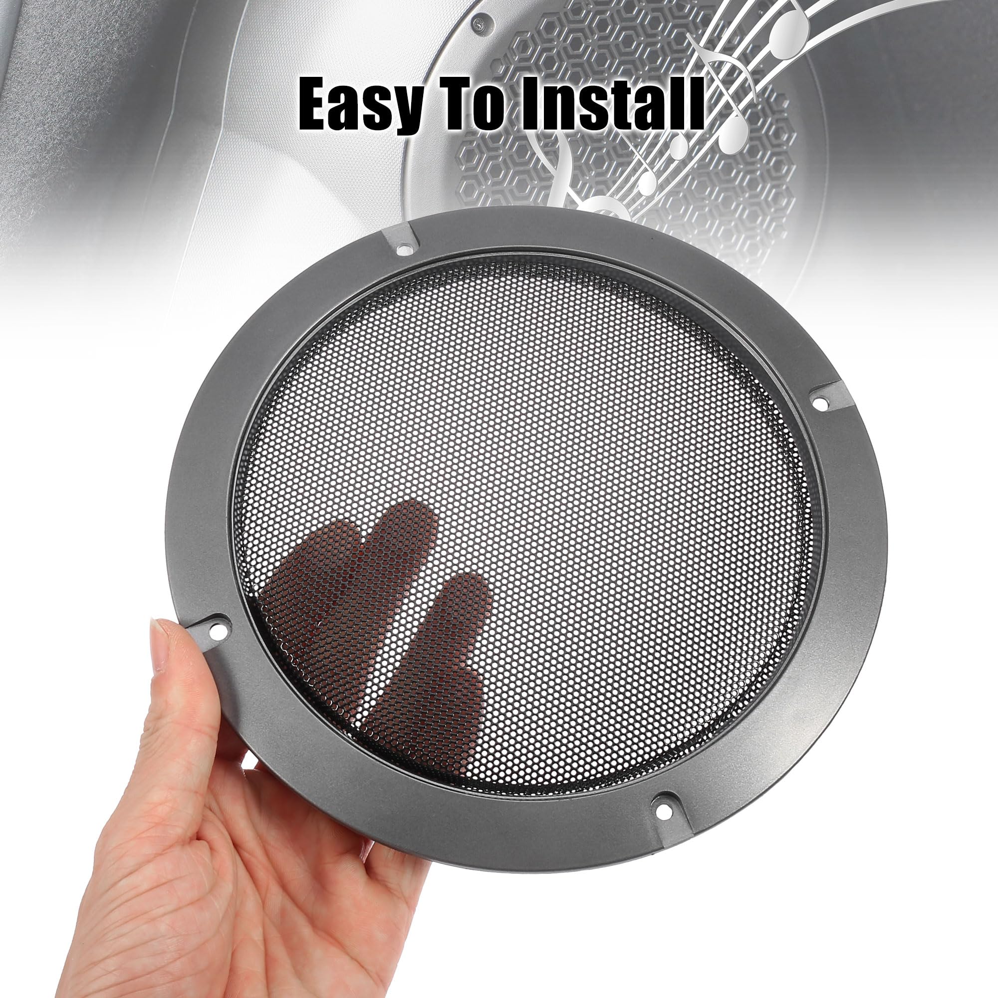 X AUTOHAUX 6.5" Titanium Tone Audio Speaker Cover Mesh Subwoofer Grill Horn Glossy Guard Protector
