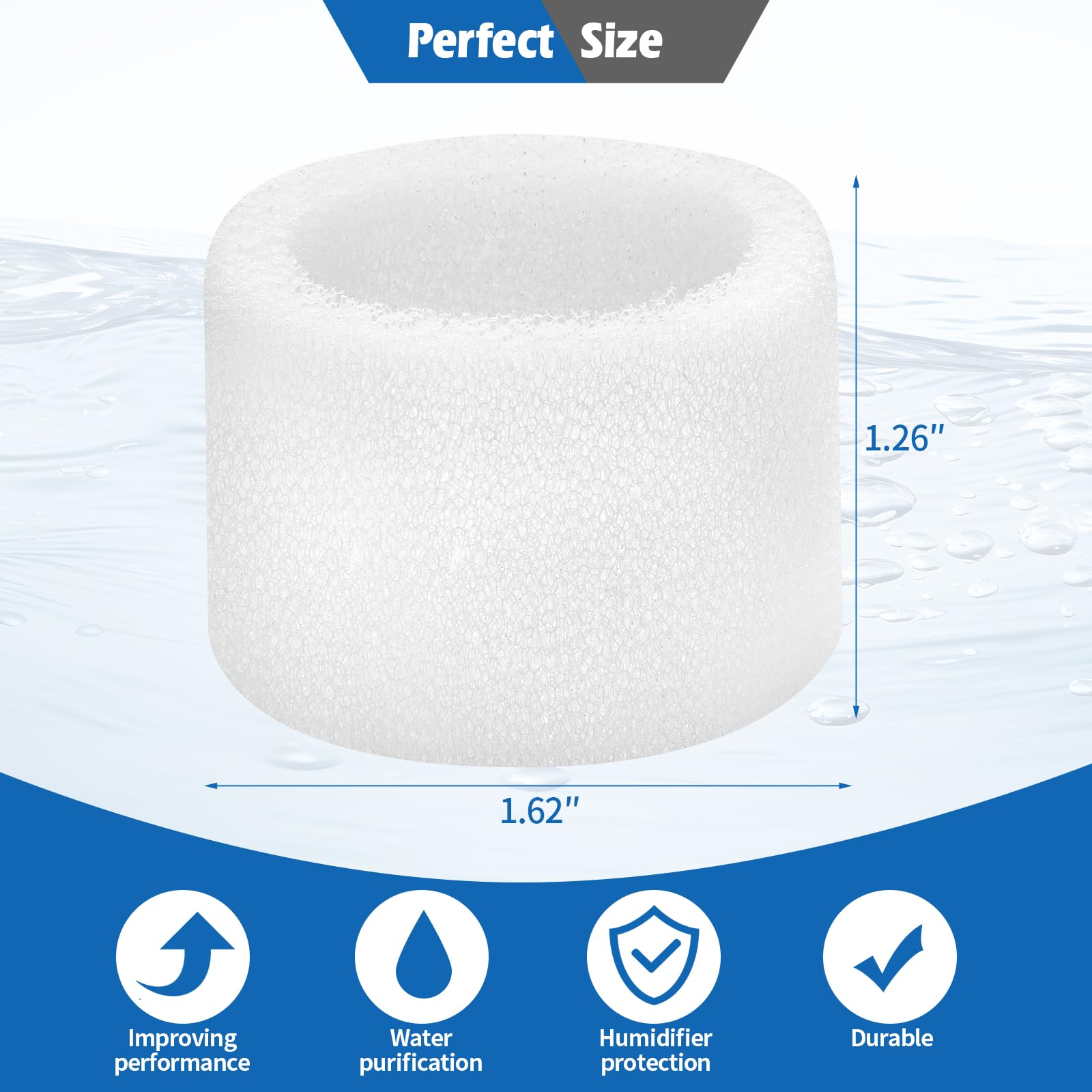 DerBlue 32pcs Top Fill Humidifier Replacement Filters Compatible with LEVOIT Classic160, Dual150, Dual200S, Classic300(S), LV600S, OasisMist450S, Superior6000S,Humidifier Replacement Part