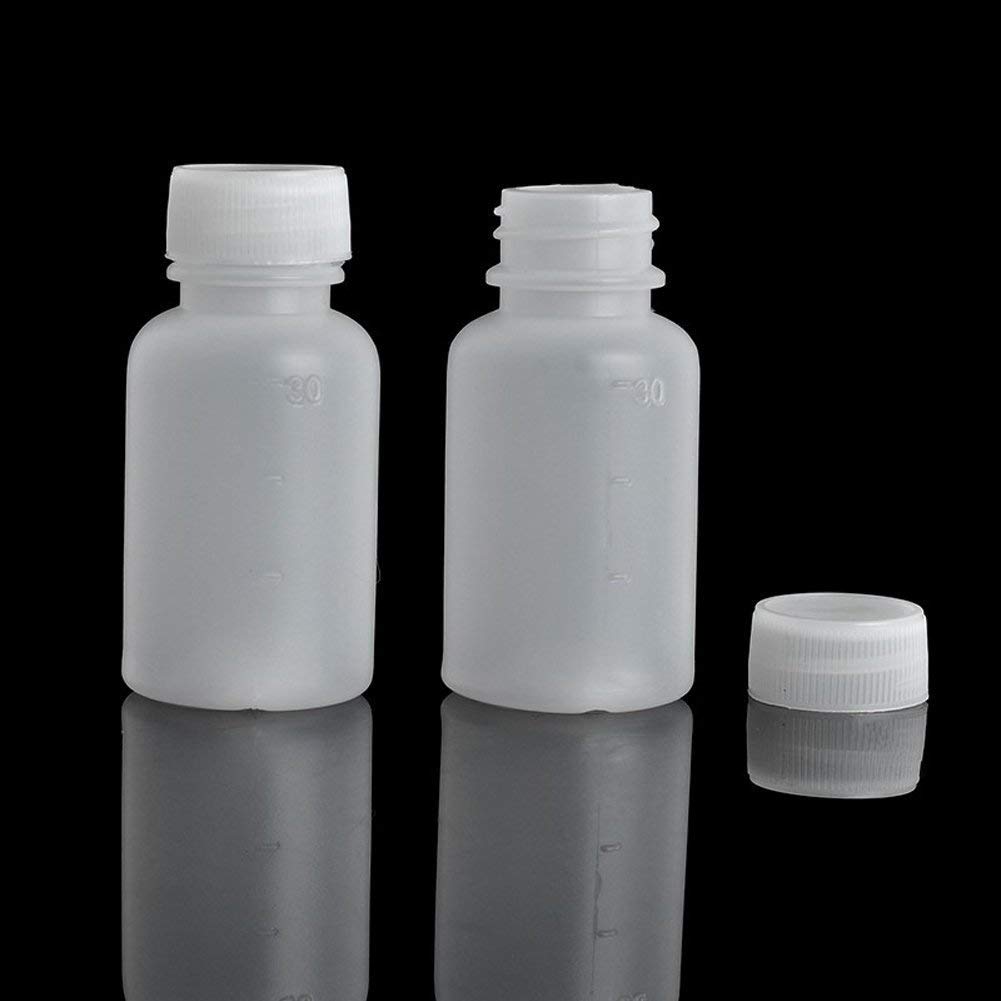 LAZZON Refillable Container Graduated Lab Chemical Container Reagent Bottle Sample Sealing Liquid Medicine Bottle 30ML