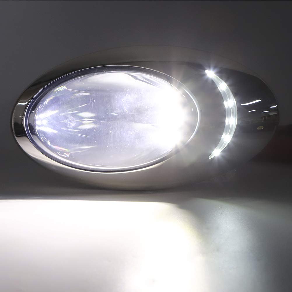 Boat LED Light 2pcs 6300K IP66 Marine Boat Navigational Side Bow Tear Drop Lights Stainless Steel Flush Mount