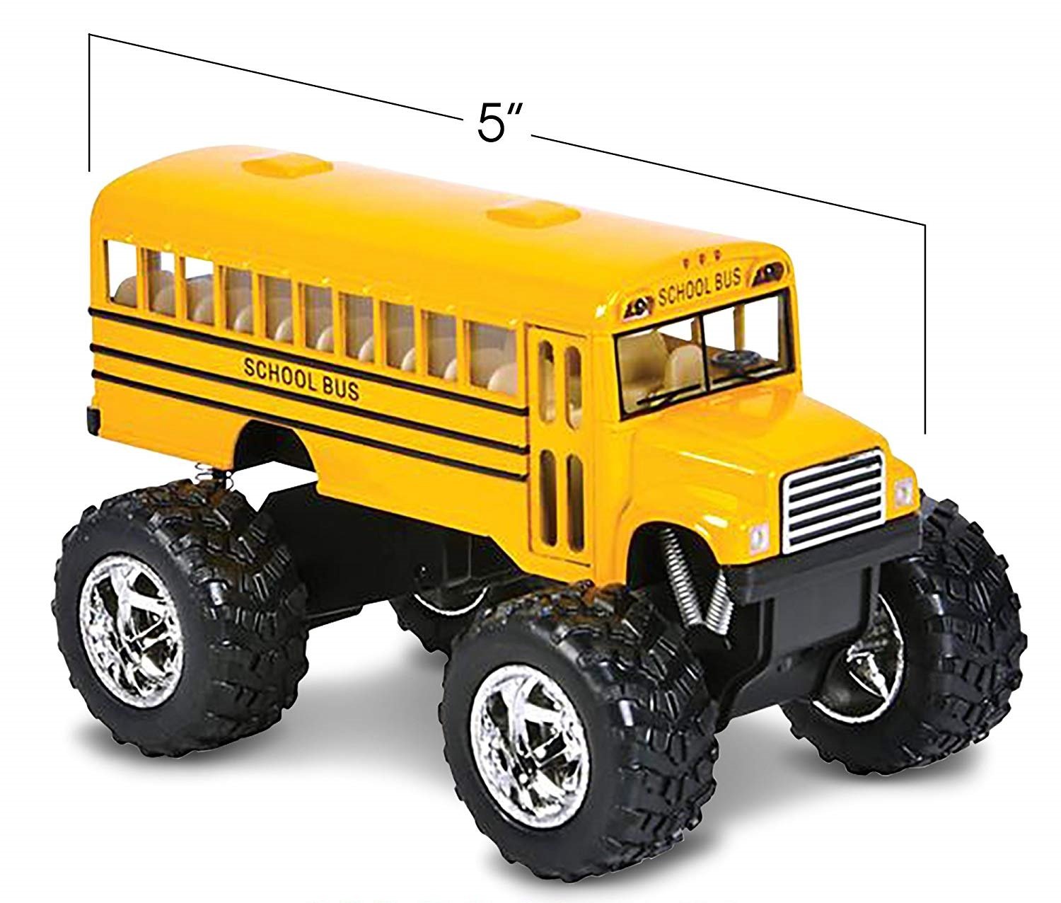 Rhode Island Novelty 5 Inch Die-cast Metal School Bus Big Wheel Monster Truck One School Bus