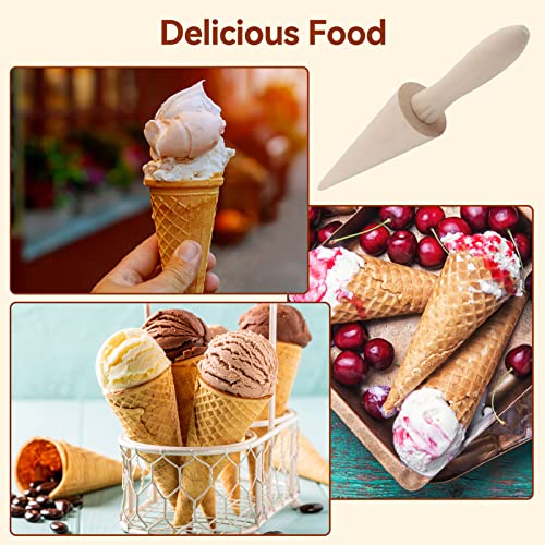 Wood Cone Roller Pizzelle Roller Krumkake Ice Cream Cone Roller Mold Natural Waffle Cone Roller Wooden Mini Waffle Cones Pastry Decorating Baking Tool
