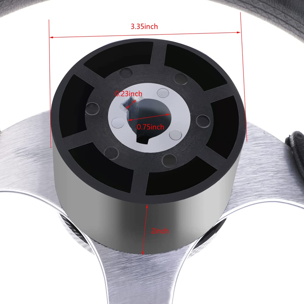 Boat Steering Wheel,12.6 inch 3 Spoke Marine Boat Soft-Grip Steering Wheel fit Standard 3/4" Taper Shaft with two slots