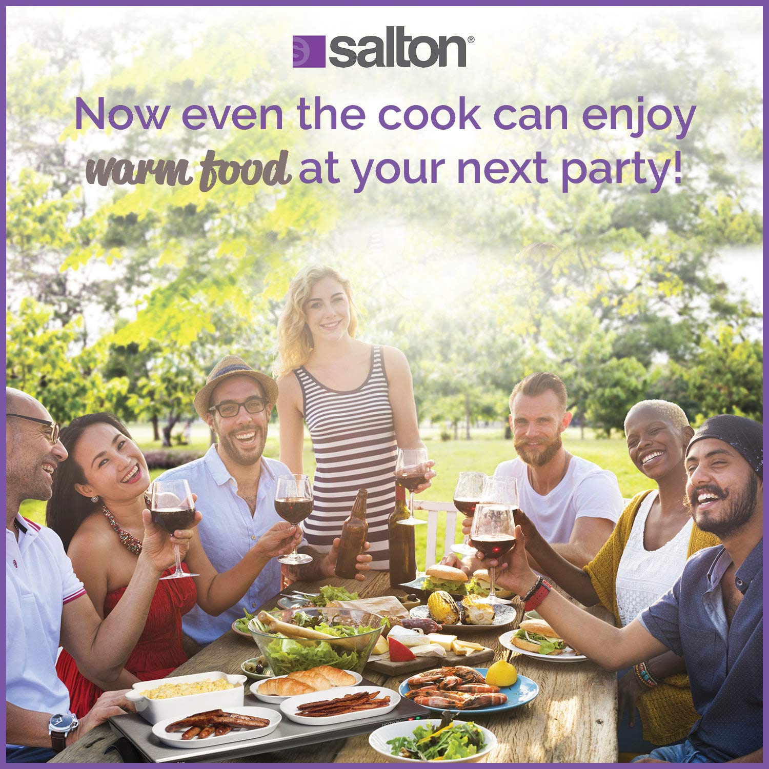 Cordless Warming Tray by Salton | Large Electric Hot Plate | Cooking, Serving & Warming Tray | 23-3/4” x 11-3/4” Hot Plate