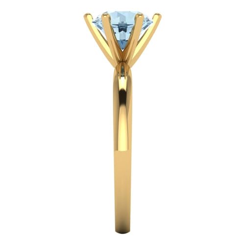 Clara Pucci 1.50 ct Round Cut Solitaire Natural Aquamarine Engagement Wedding Bridal Promise Anniversary Ring in 18K yellow Gold Size 6