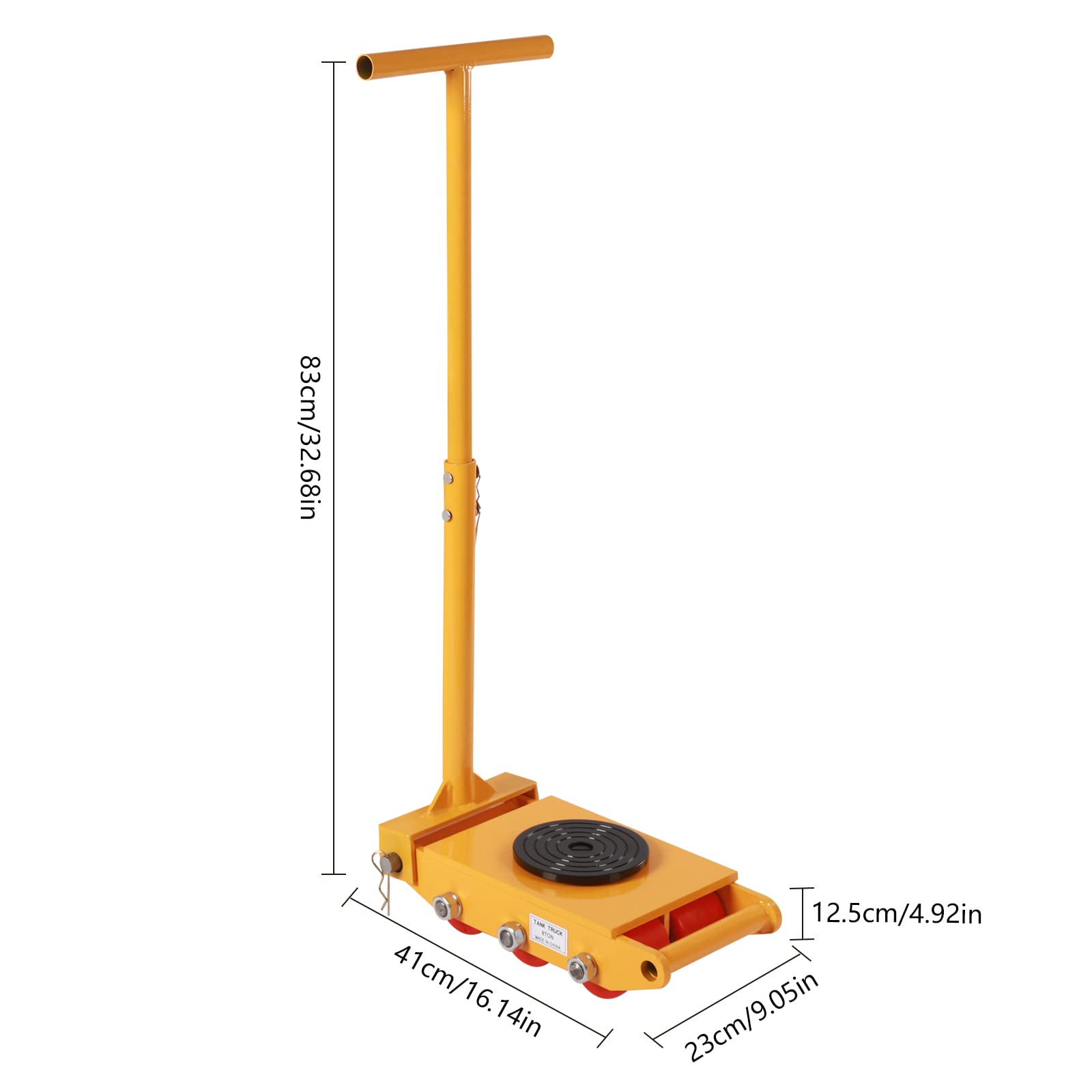 Dolly Skate Machinery Roller Mover Cargo Trolley, 8T/17600lbs 6Roller Machine Dolly Skate Machinery Mover with Handle