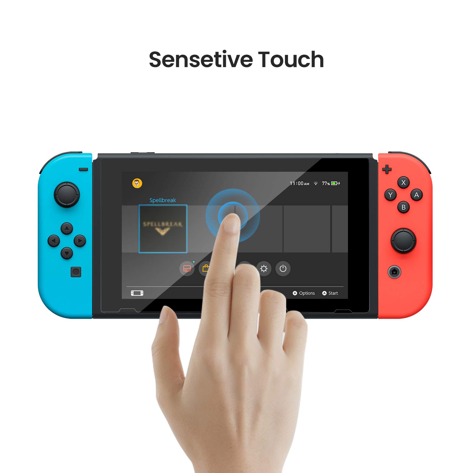 tomtoc [2 Pack Tempered Glass Screen Protector for Nintendo Switch, Easy Installation with Alignment Frame, Anti-Scratch, HD Clear