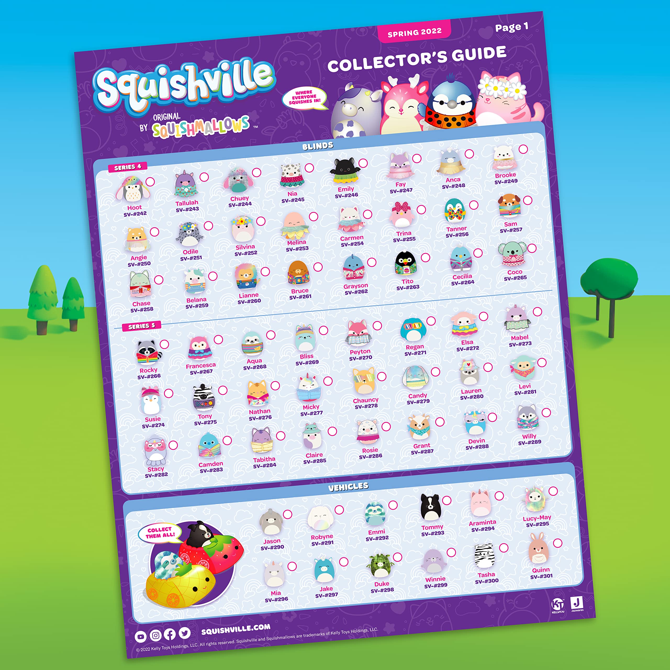 Squishville by Original Squishmallows - Four 2-Inch Squishmallows Plush and Bug-Mobiles Vehicles - Toys for Kids