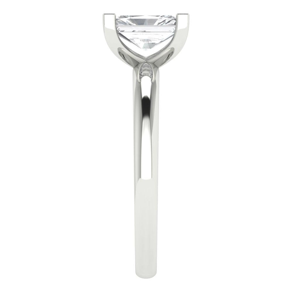 Clara Pucci 1.0 ct Emerald Cut Solitaire Lab Created White Sapphire Bridal Designer Anniversary Engagement Ring 14k White Gold 3.5