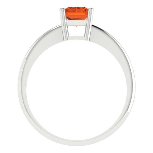 Clara Pucci 1.0 ct Radiant Cut Solitaire Red Simulated Diamond Wedding Bridal Designer Anniversary Engagement Ring Real 14k White Gold
