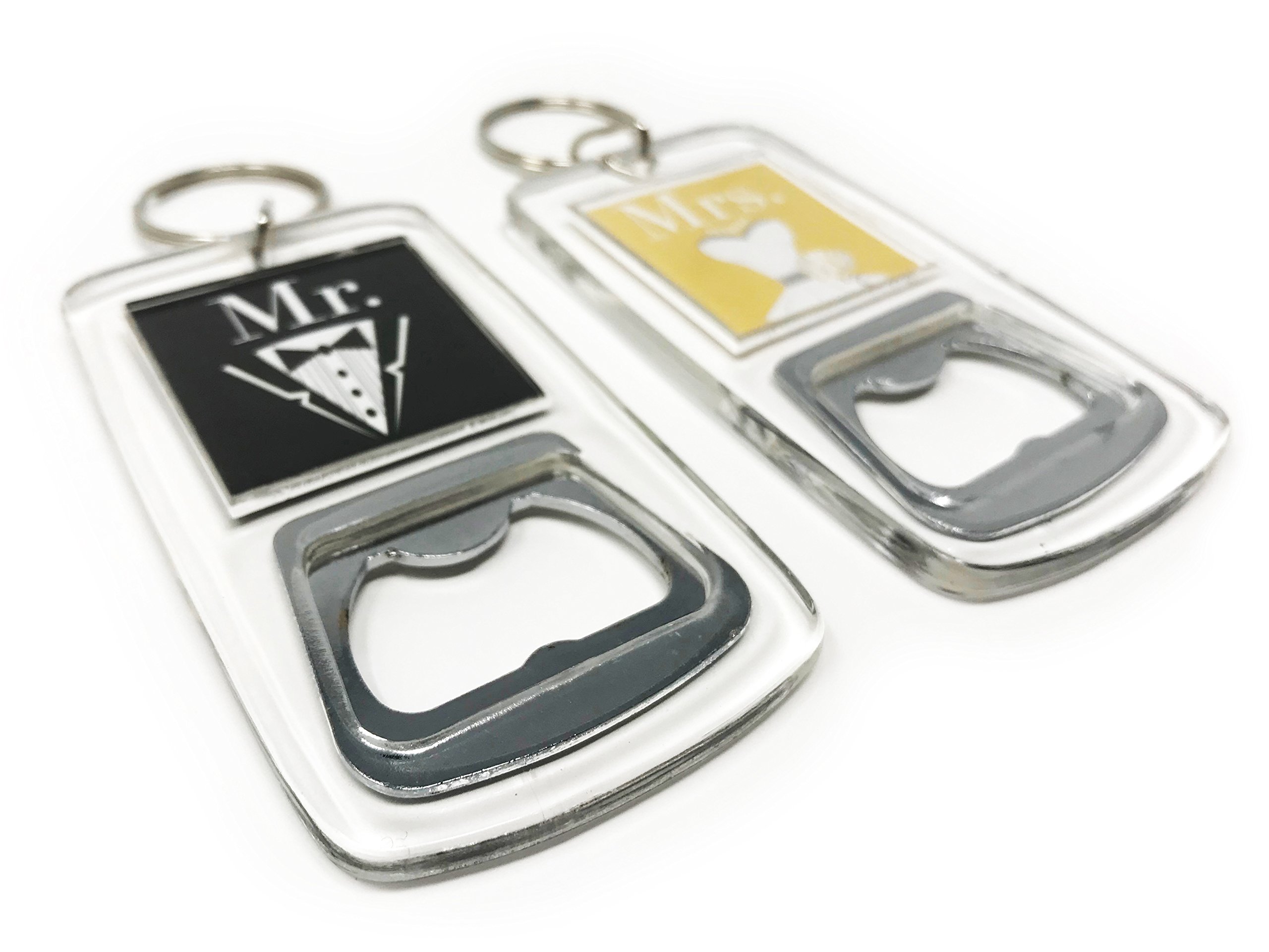 Forum Novelties Mrs Wedding Bottle Opener Key Rings-Bride and Groom Engagement Gift for Couples-2 Pieces, Standard