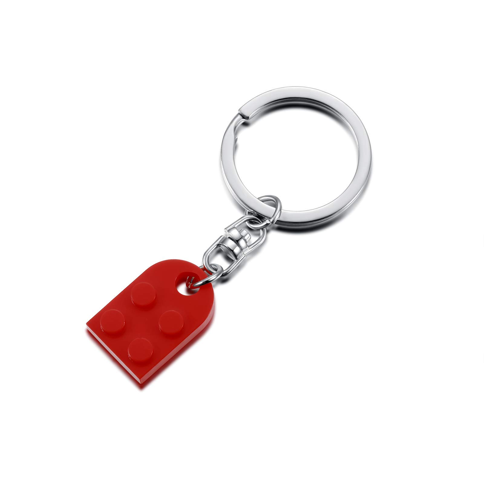 Brick Keychain for Couples Friendship - 2pcs Matching Heart Colorful Keychain Set for Girlfriend Boyfriend Couples Valentine's Day BFF (Red)