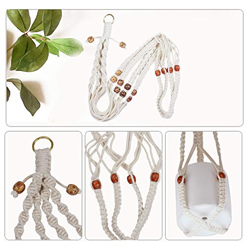 JES&MEDIS 5-Pack Macrame Plant Hangers with 5 Hooks, Different Tiers, Handmade Cotton Rope Hanging Planters Set Flower Pots Holder Stand, for Indoor Outdoor Boho Home Decor