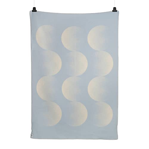 Roros Tweed Designer 100% Norwegian Wool Throw Blanket in Many Patterns (Moon in Crescent Blue)