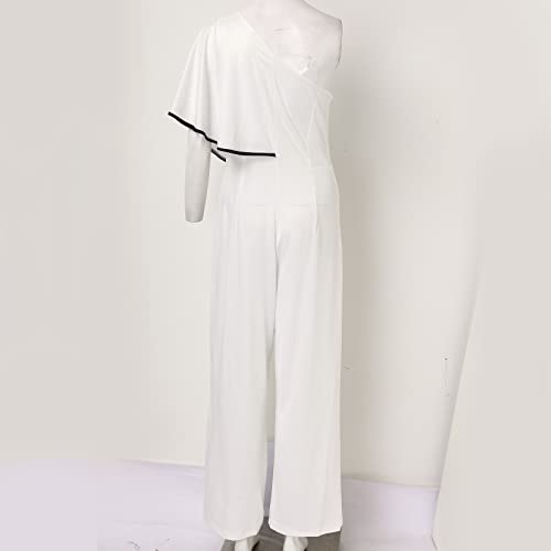 DUOWEI Women's Summer High Waisted Slim Short Sleeved Leaf Print Jumpsuit