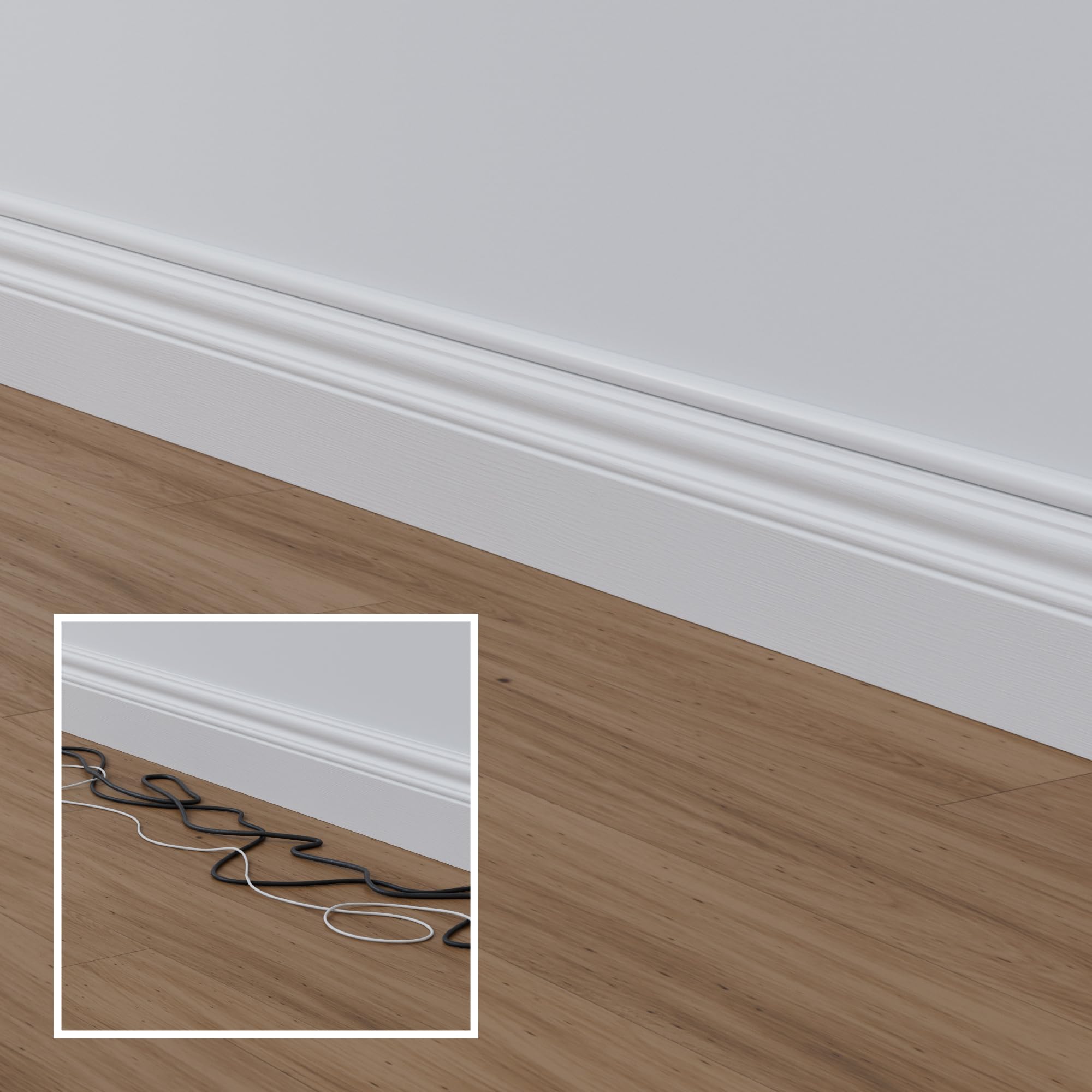 D-Line Half Round Cord Hider, Patented Cable Cover, Hide TV Wall Mount Wires, Raceway for Cords, Decorative Wire Covers, Paintable, Adhesive Cable Concealer, 2X 0.78in W x 0.39in H x 39in L, White
