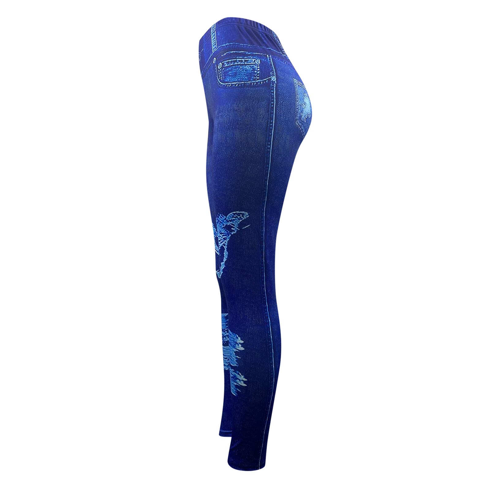 DUOWEI Yoga Pants Pockets Mesh Butt Women's Yoga Pants Leggings High High Lifting Solid Waist Seamless Pants Tall WOM Blue
