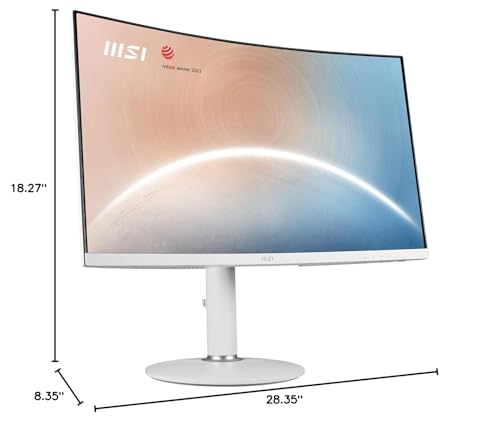 MSI Modern MD271CPW, 27", 1920 x 1080 (FHD), Curved VA, 75Hz, TUV Certified Eyesight Protection, 4ms, HDMI, Displayport, USB C, Tilt, Swivel, Height Adjustable, Pivot