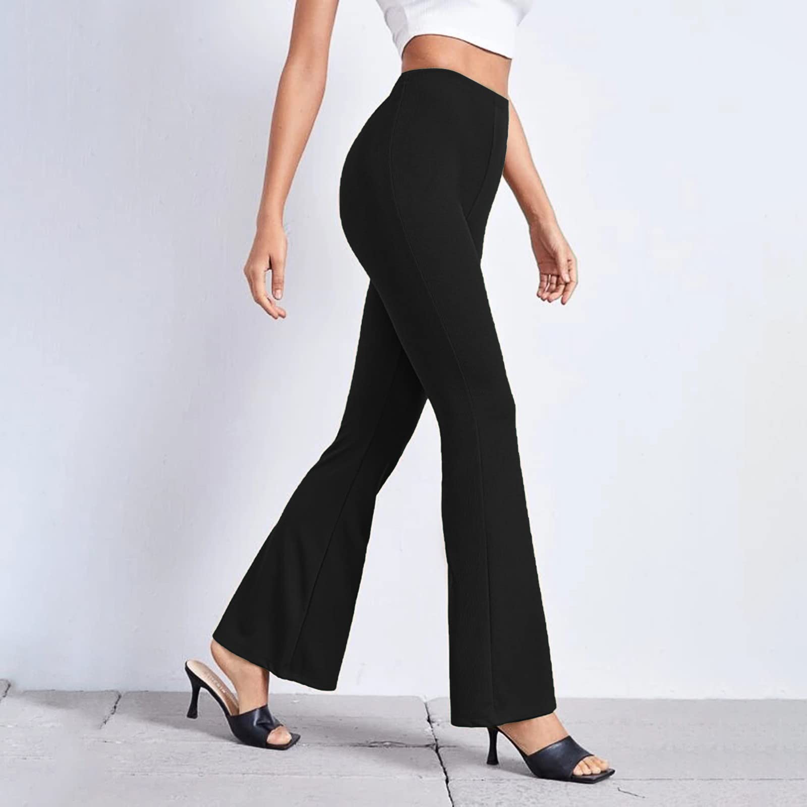 DUOWEI Plus Size Yoga Pants Women's Causual Elastic Trousers Pant Summer Solid Elastic High Waist Womens Plus Size Tall Pants Black