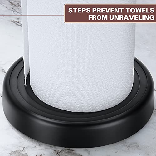 Paper Towel Holder Countertop, BESWEL Paper Towel Holder Stand, Black Weighted Base, Kitchen Towel Holder, Crystal Head, for Kitchen Bathroom