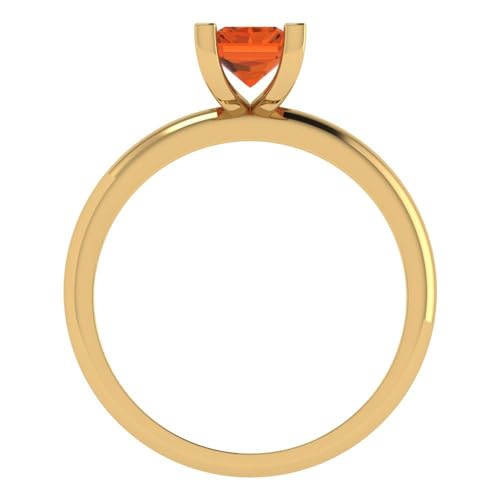 Clara Pucci 1.0 ct Emerald Cut Solitaire Red Simulated Diamond Engagement Bridal Promise Anniversary Ring 18K Yellow Gold Size 7.75