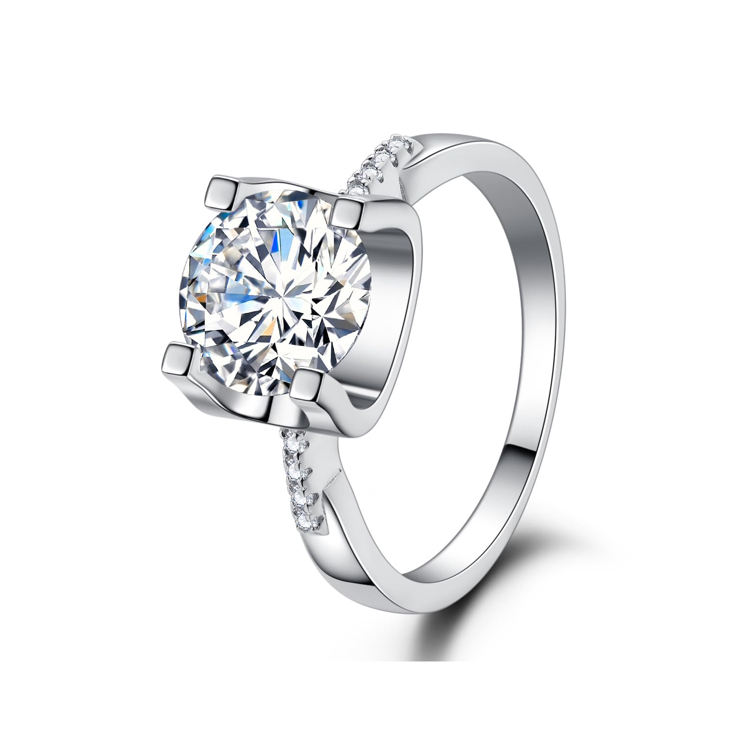DURAINTS 100% D Color VVS Moissanite Engagement Ring, S925 Sterling Silver Rings for Women, Promise Rings for Her, Sparkle Love Rings, Gift Box Package