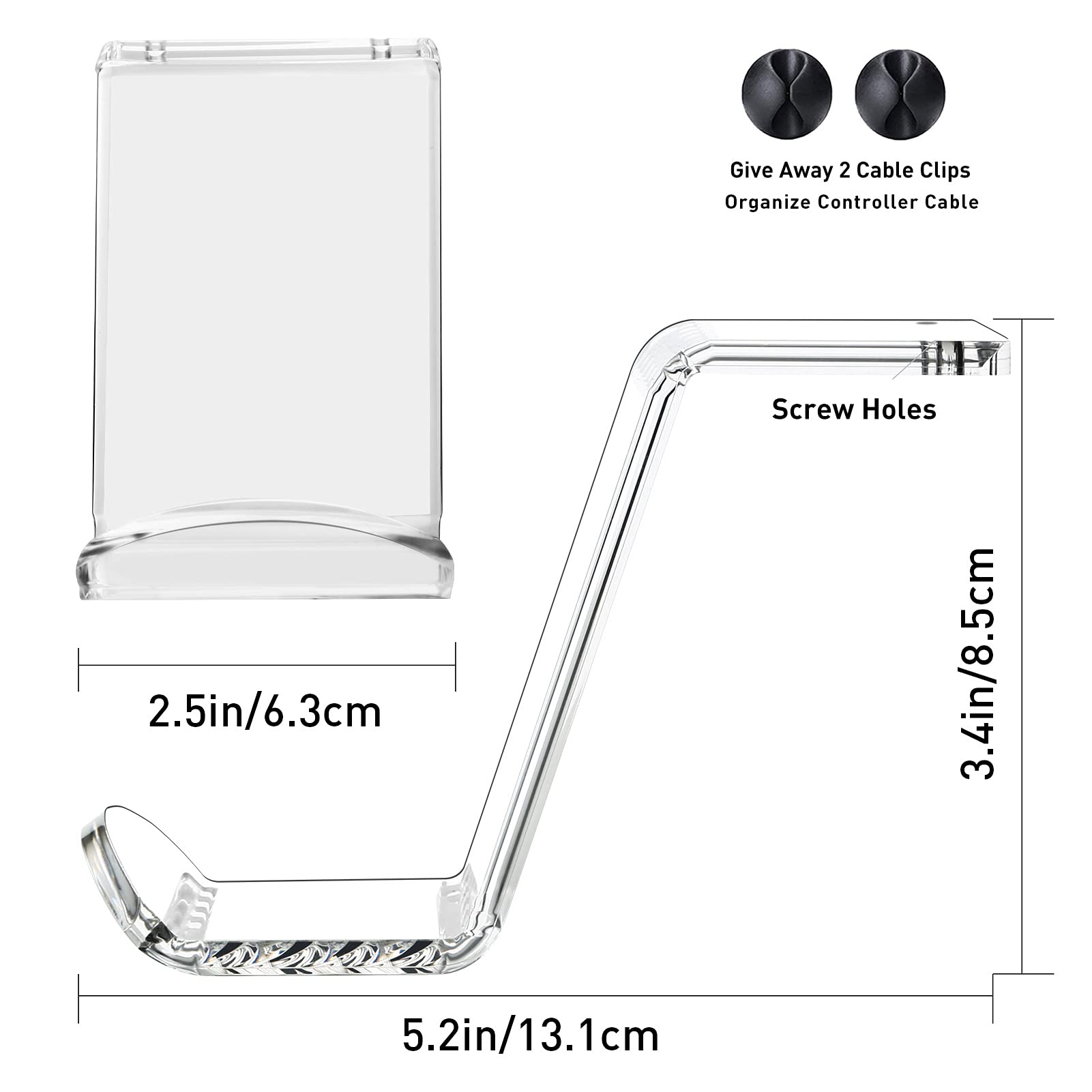 OAPRIRE Under Desk & Desktop Controller Holder Gaming Accessories (2 Pack), Universal Controller Stand for PS5 PS4 Xbox ONE STEAM PC (Crystal Clear)