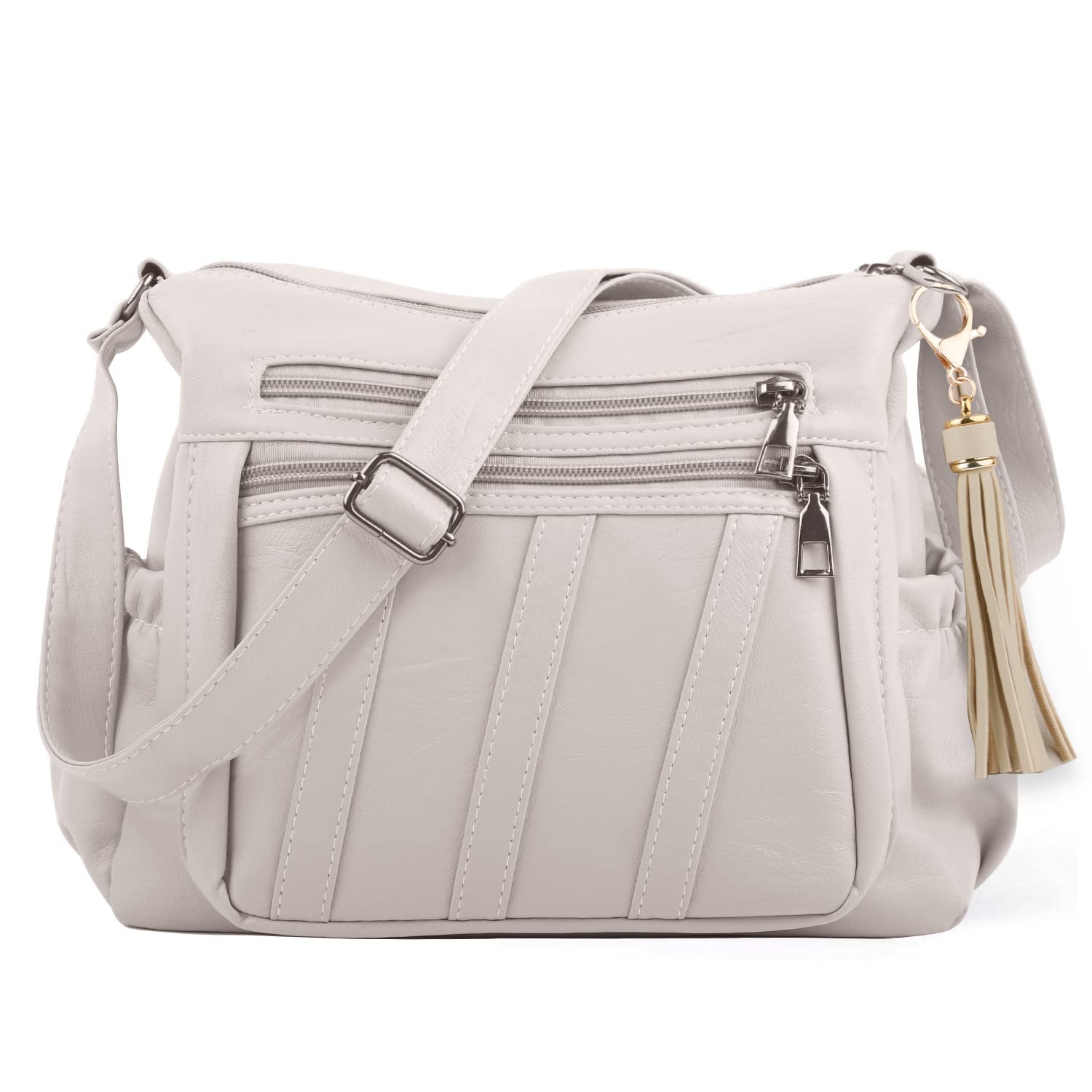 ELDA Crossbody Bag for Women with Tassel Pocketbooks Soft PU Leather Ladies Purses and Handbag Multi Pocket Shoulder Bag