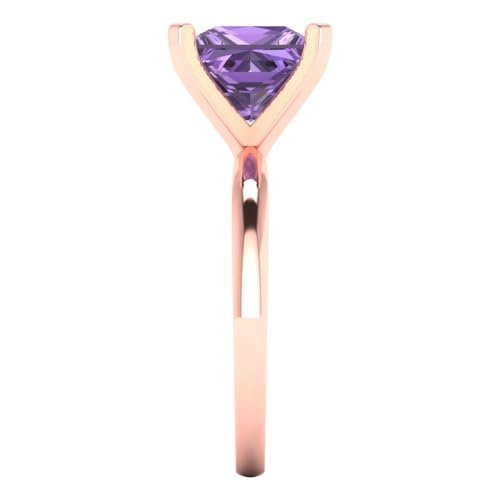 Clara Pucci 3.0 ct Princess Cut Solitaire Simulated Alexandrite Engagement Bridal Promise Anniversary Ring 18K Rose Gold Size 9.5