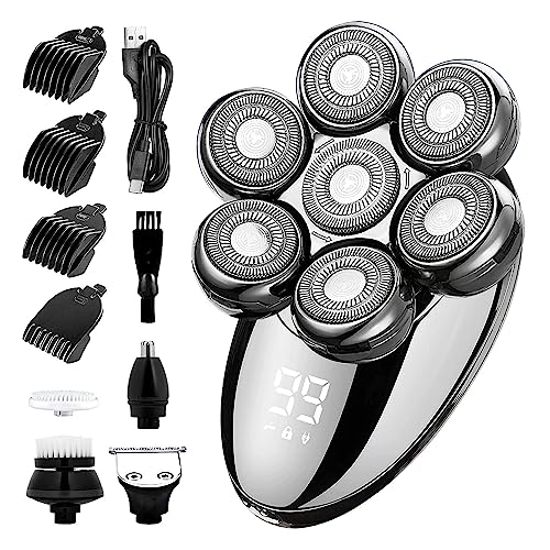Head Shavers for Bald Men,Upgrade 5 in 1 Electric Razor Head Shaver,7D Blad Head Shaver with Nose Hair Trimmer,Hair Clippers,IPX6 Waterproof,Anti-Pinch,USB Rechargeable