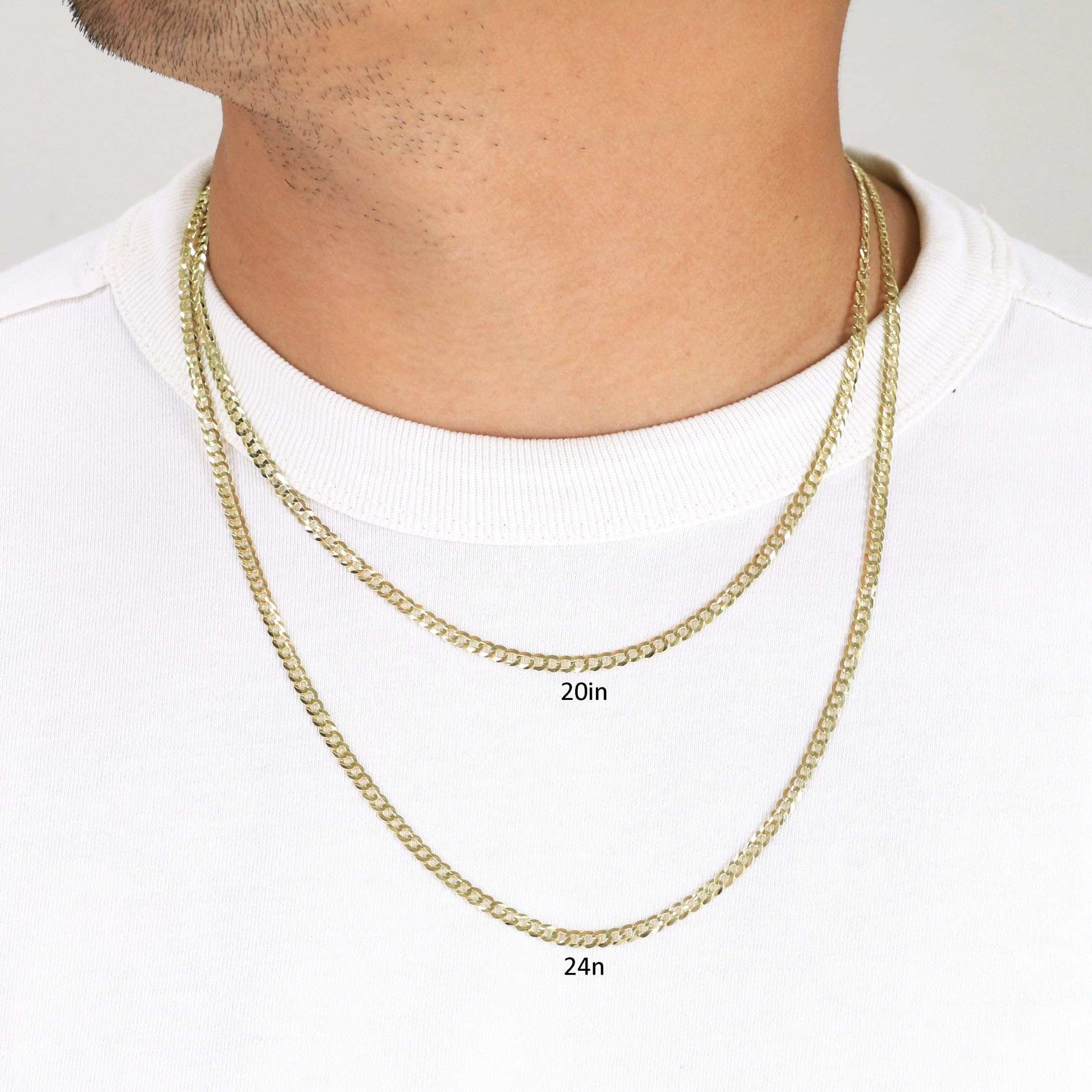 Nuragold 10k Yellow Gold 4mm Solid Cuban Curb Link Chain Pendant Necklace, Mens Womens Jewelry 16" 18" 20" 22" 24" 26" 28" 30"