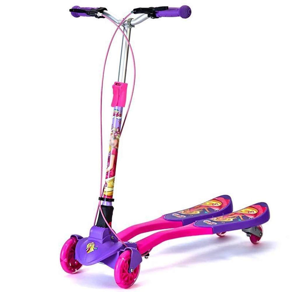 ygqtbc Swing Scooter Foldable Wiggle Kick Scooters Self Propelling Speeder Outdoor Sports with Height Adjustable Handlebar for Boys/Girl/Kids (Color : Purple)