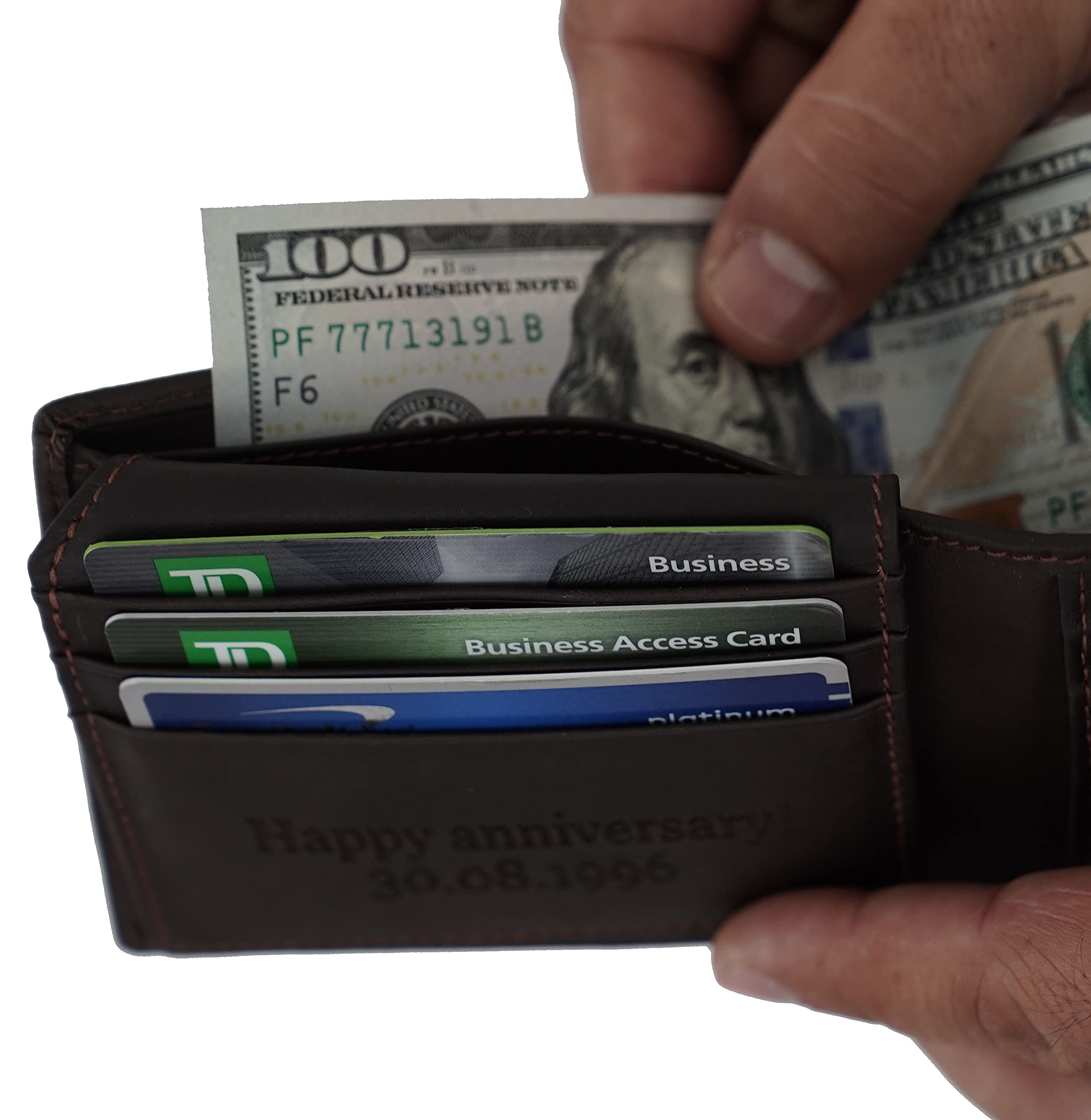 Custom Wallets For Men, Personalized Gifts For Men, Personalized Wallet For Men, Customized Engraved Full Grain Leather with RFID Blocking, Custom Gifts, Customized Wallets For Fathers Day (Black)
